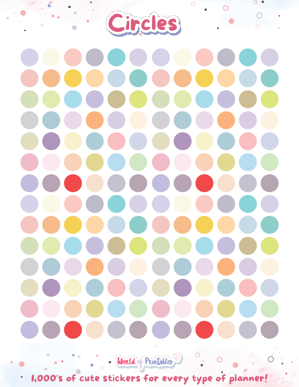 Circle Planner Stickers | Free Printable & Digital Stickers - World of ...
