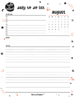 Free Cute August Calendar & Planner Set