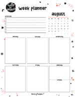 Free Cute August Calendar & Planner Set