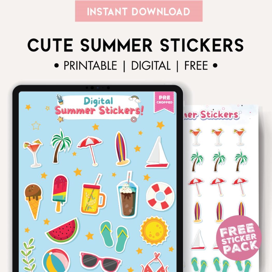 Cute Summer Stickers | Free For Printable & Digital Planners