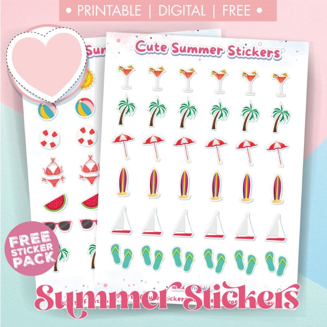 Cute Summer Stickers | Free For Printable & Digital Planners