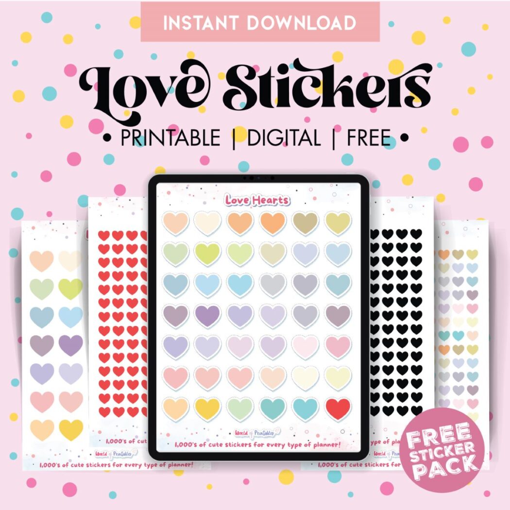 Love Heart Planner Stickers | Free Printable & Digital - World of ...