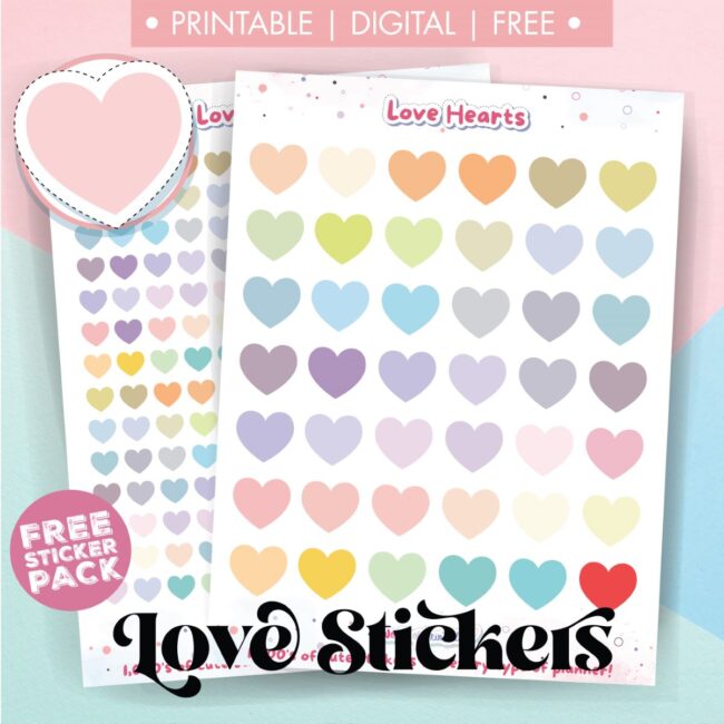 Love Heart Planner Stickers | Free Printable & Digital - World of ...