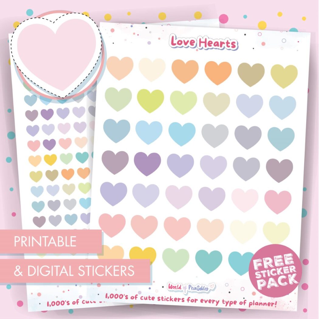 Love Heart Planner Stickers | Free Printable & Digital - World of ...