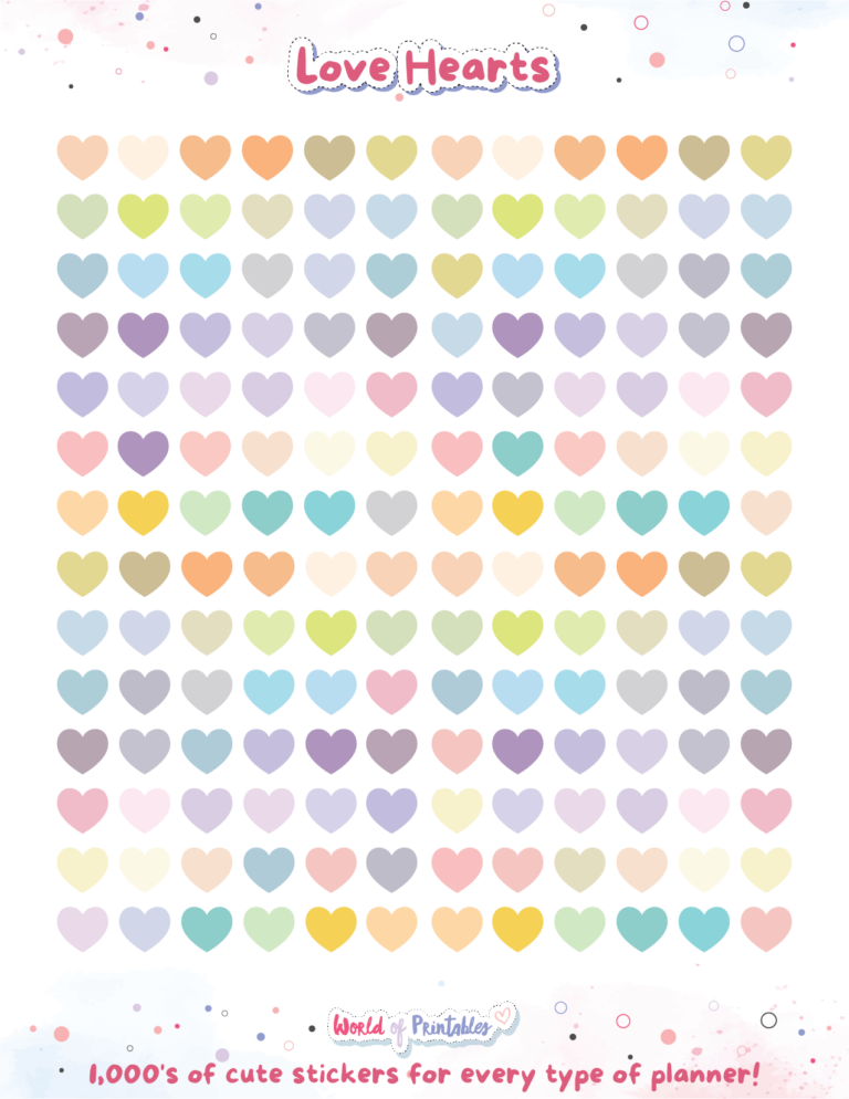 Love Heart Planner Stickers | Free Printable & Digital - World of ...