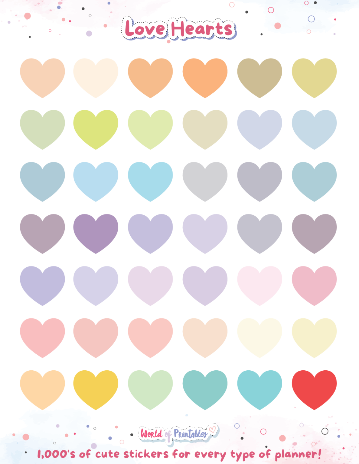 Love Heart Planner Stickers | Free Printable & Digital - World of ...