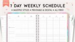 7 Day Weekly Schedule Template - World of Printables