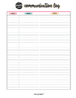Communication Log - World of Printables