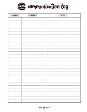 Communication Log - World of Printables