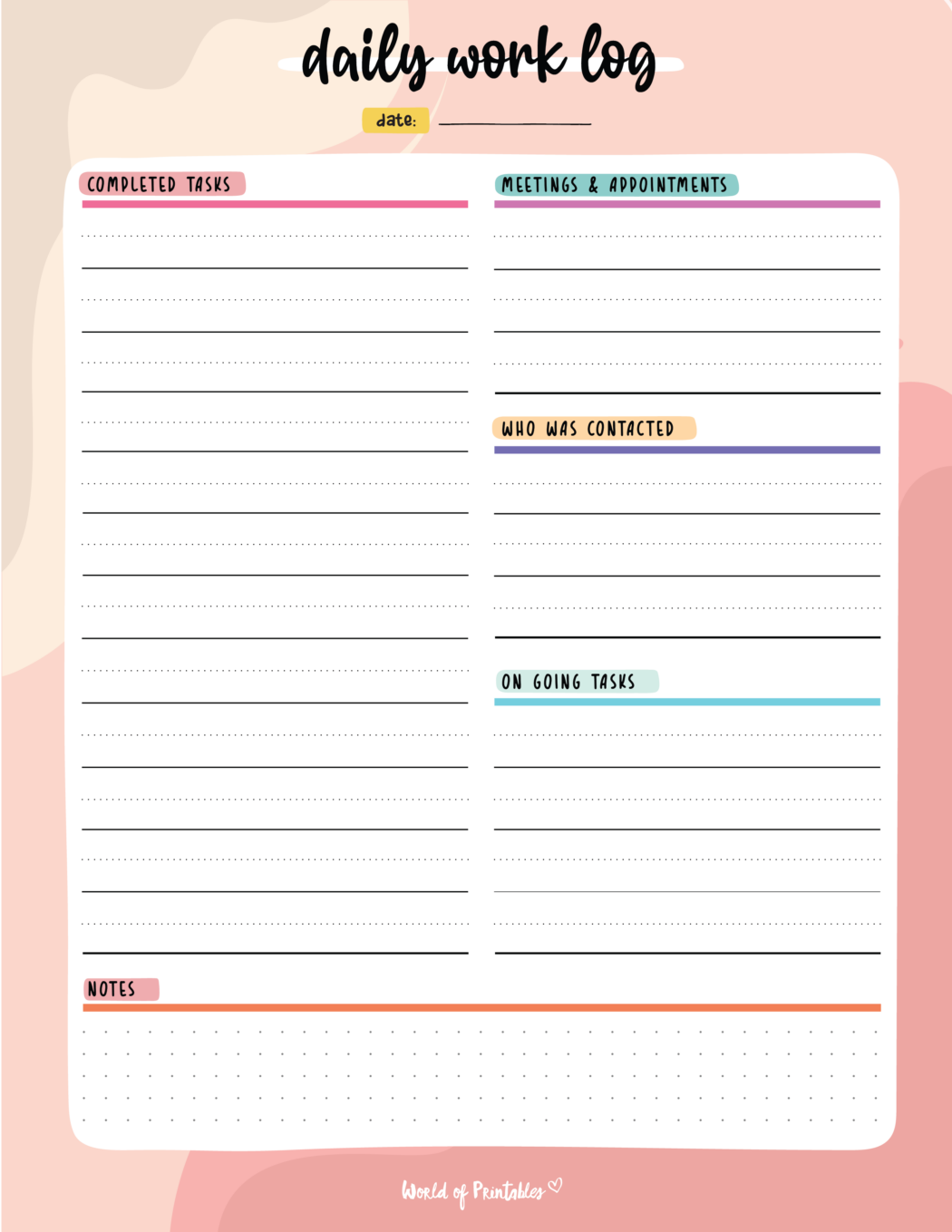 Work Log - 10+ Best Daily & Weekly Templates - World of Printables