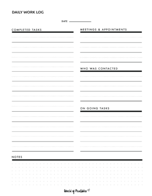 Work Log - 10+ Best Daily & Weekly Templates - World of Printables
