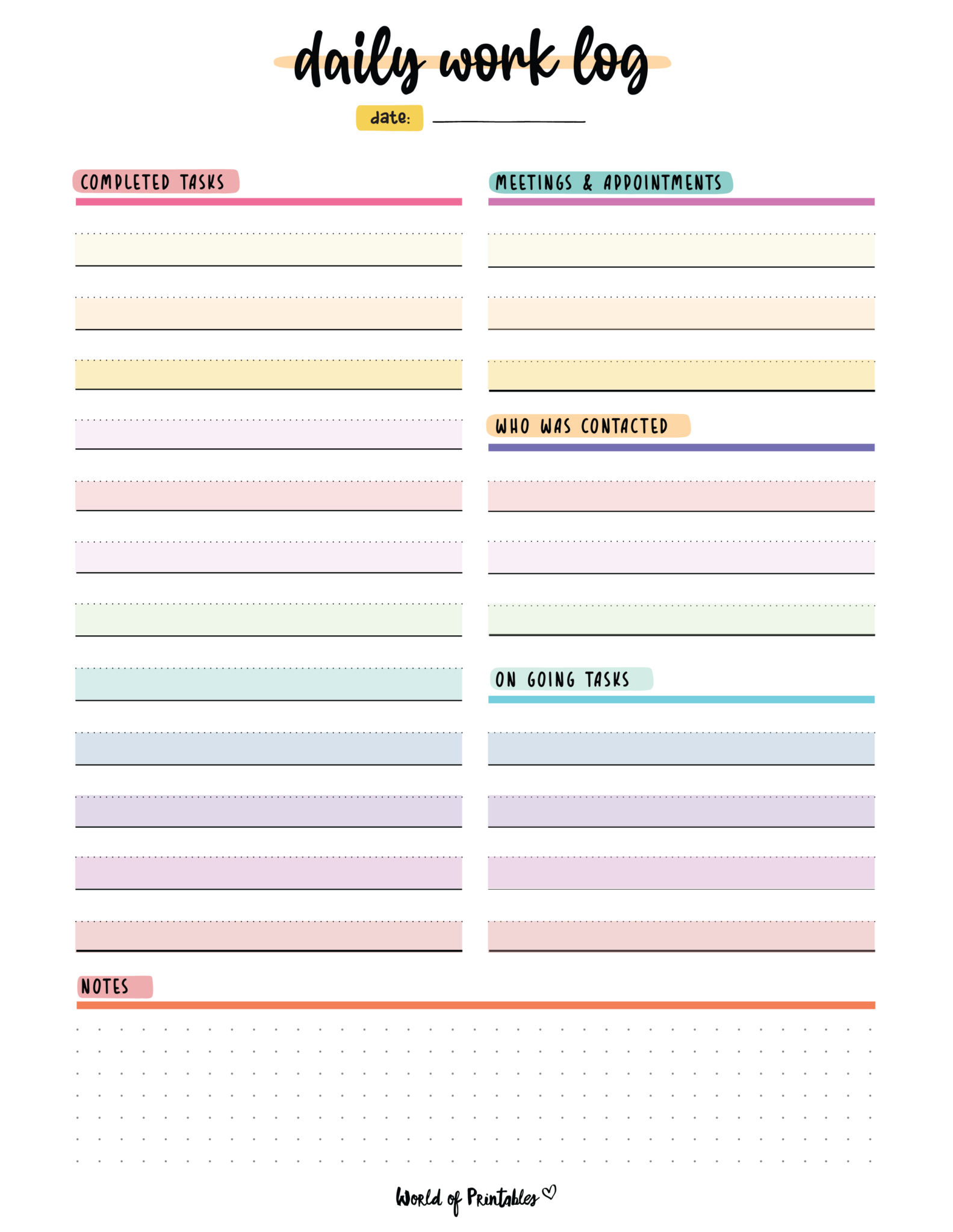 Work Log - 10+ Best Daily & Weekly Templates - World of Printables