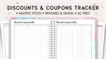 Printable Discounts And Coupons Tracker - World of Printables