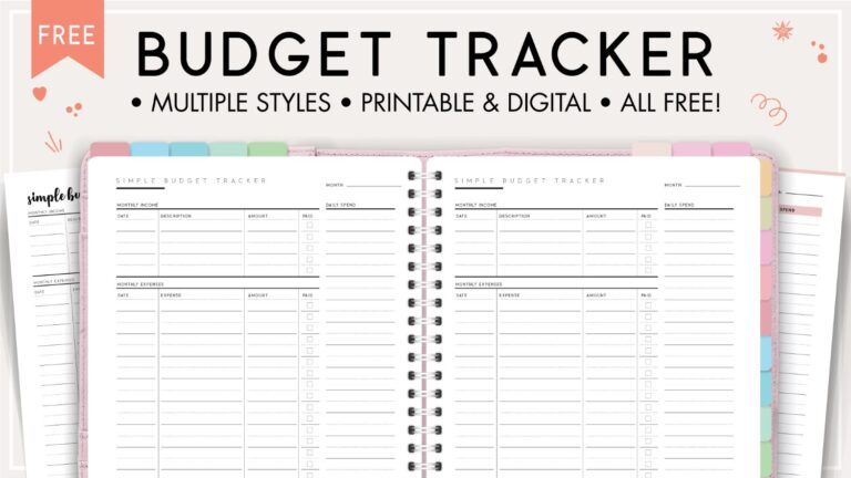 Download Free Printable Budget Tracker PDF - World of Printables