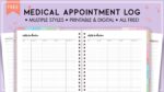 FREE Medical Appointment Log Template - World of Printables