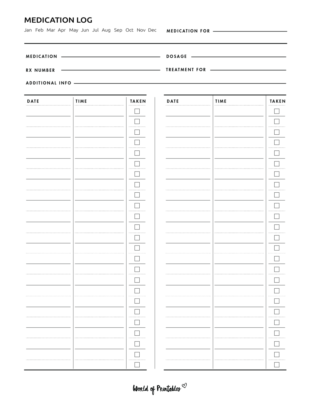 Medication Log - 8 of the Best Templates - World of Printables