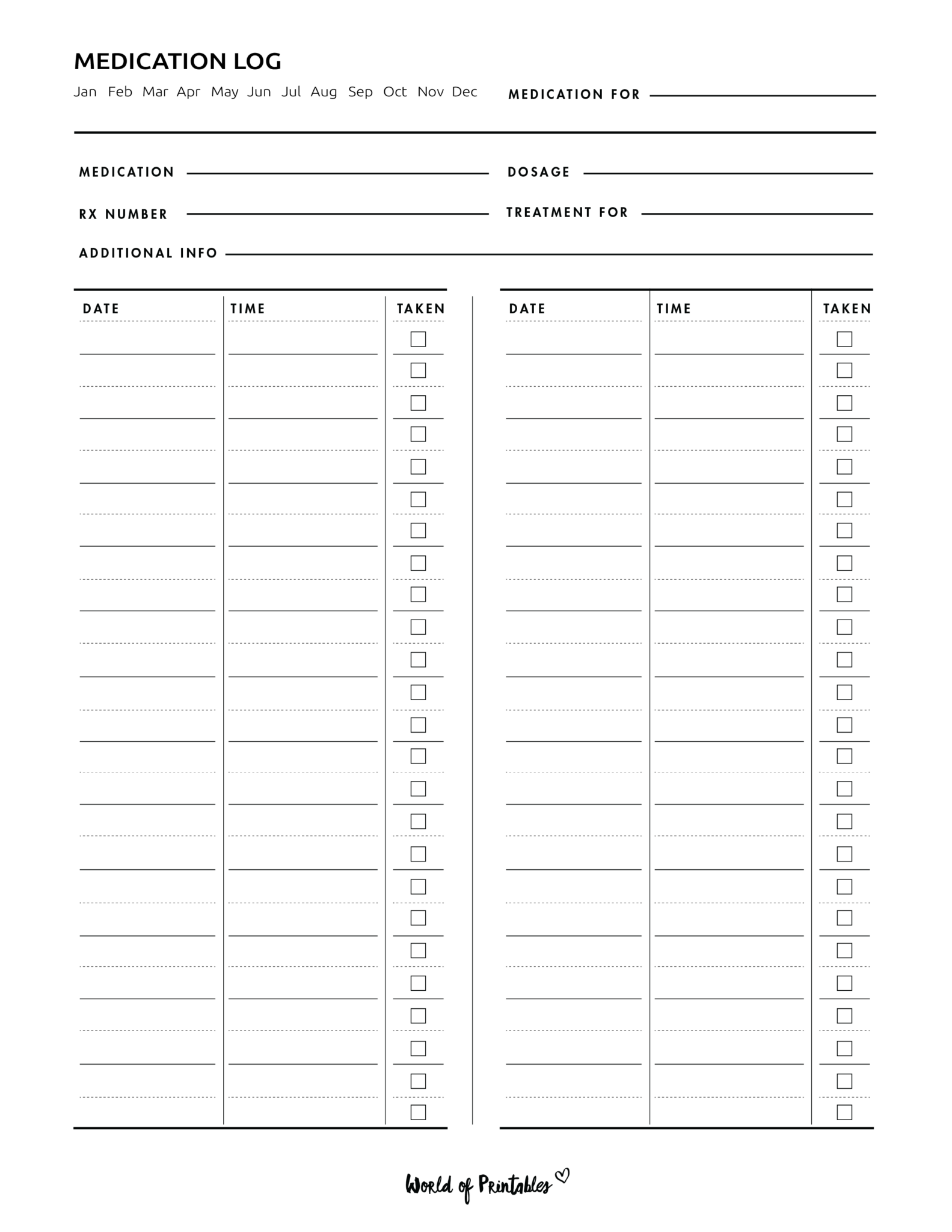 Medication Log - 8 of the Best Templates - World of Printables