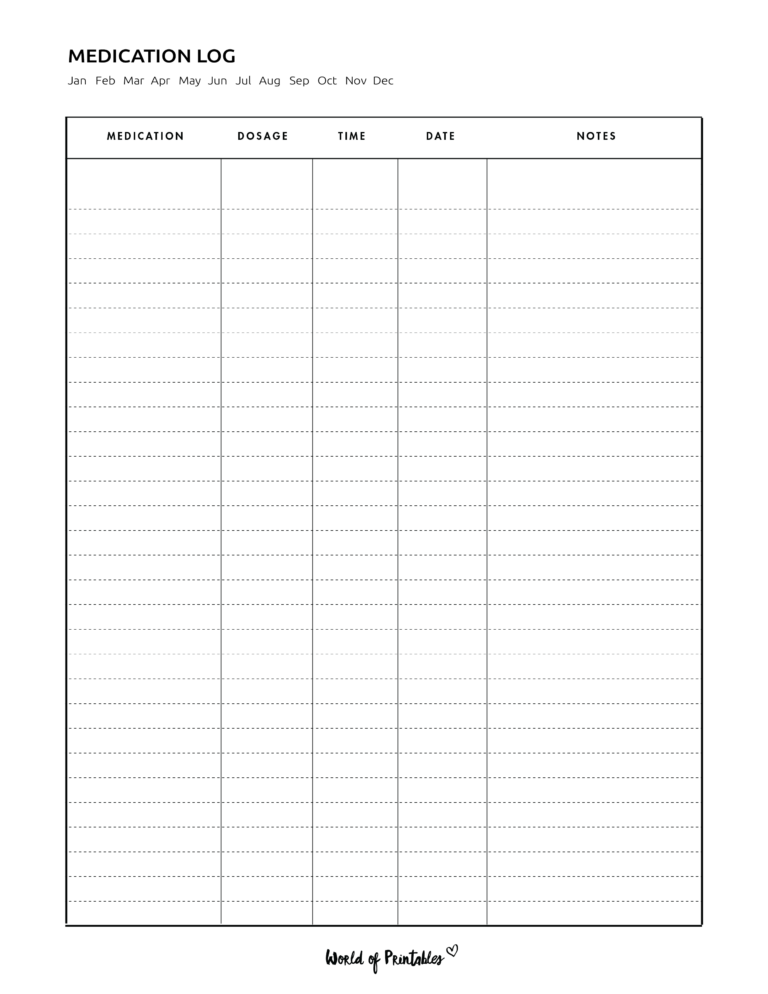 Medication Log - 8 of the Best Templates - World of Printables