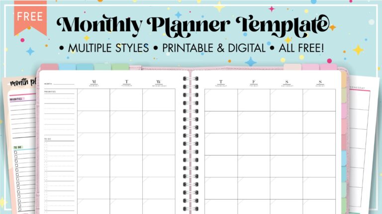 FREE Monthly Planner Printable PDF - World of Printables