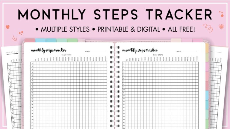 FREE Printable Monthly Steps Tracker Template - World of Printables