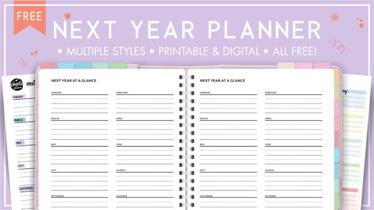 Printable Next Year At A Glance Planner Template - World of Printables