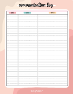 Communication Log - World of Printables