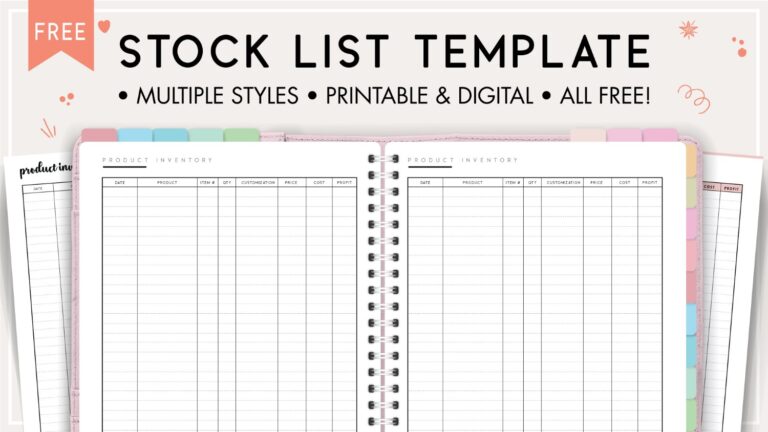 Free Printable Stock List Template - Manage Your Product Inventory