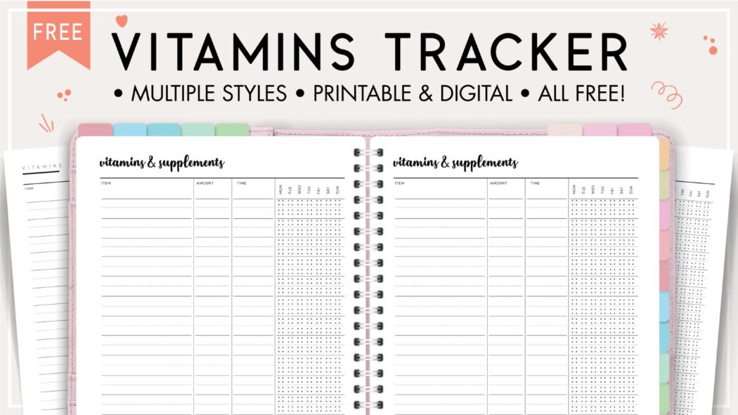 Printable Vitamins and Supplements Tracker Template - World of Printables