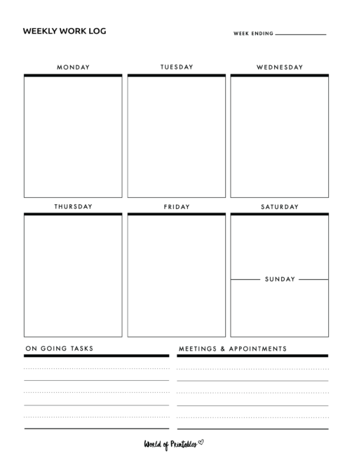 Work Log - 10+ Best Daily & Weekly Templates - World of Printables