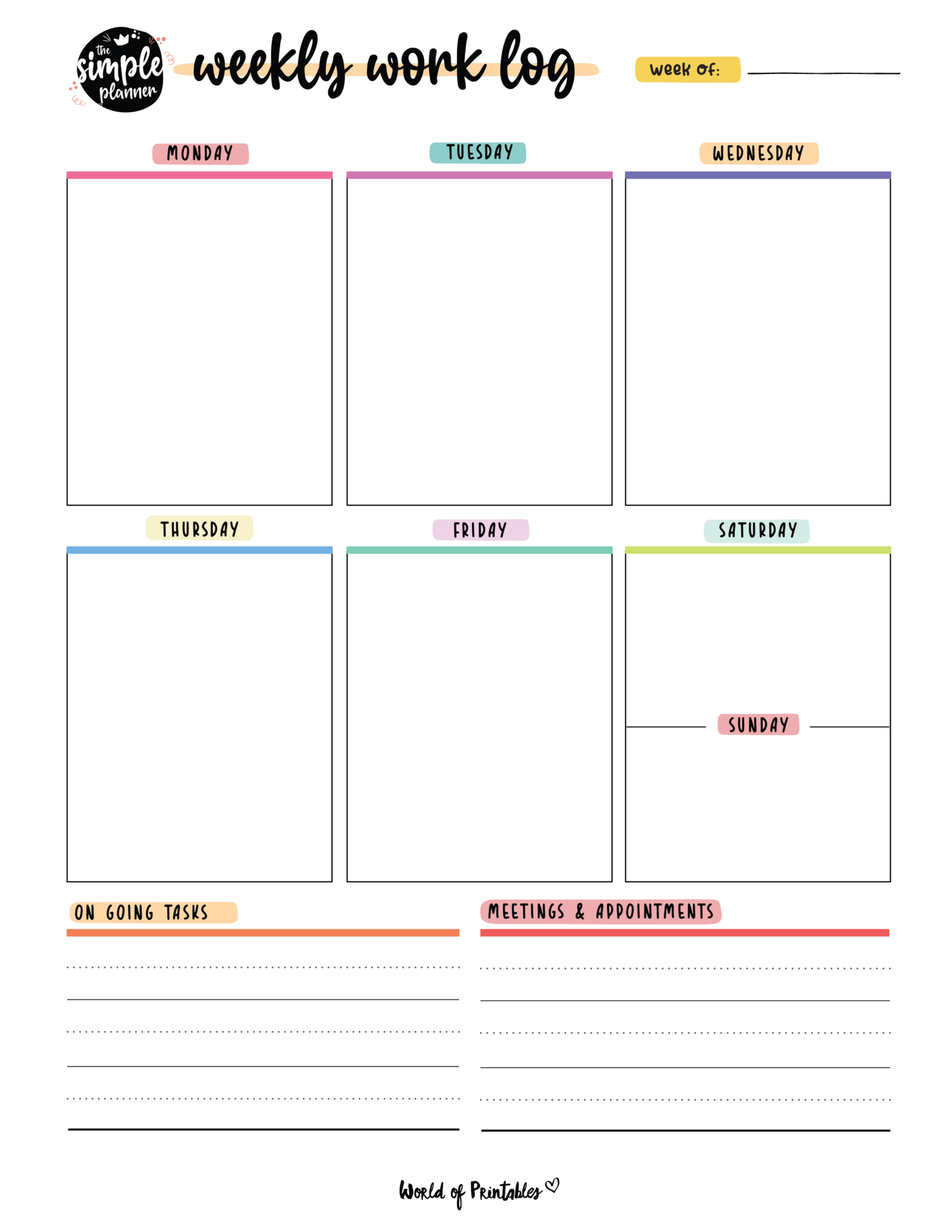 Work Log - 10+ Best Daily & Weekly Templates - World of Printables