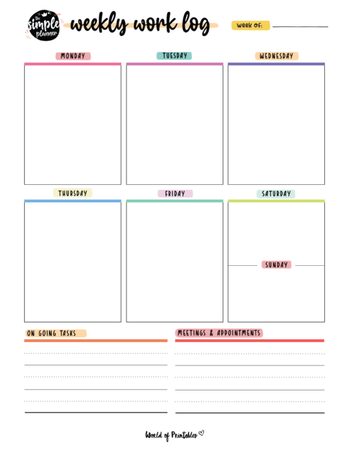 Work Log - 10+ Best Daily & Weekly Templates - World of Printables