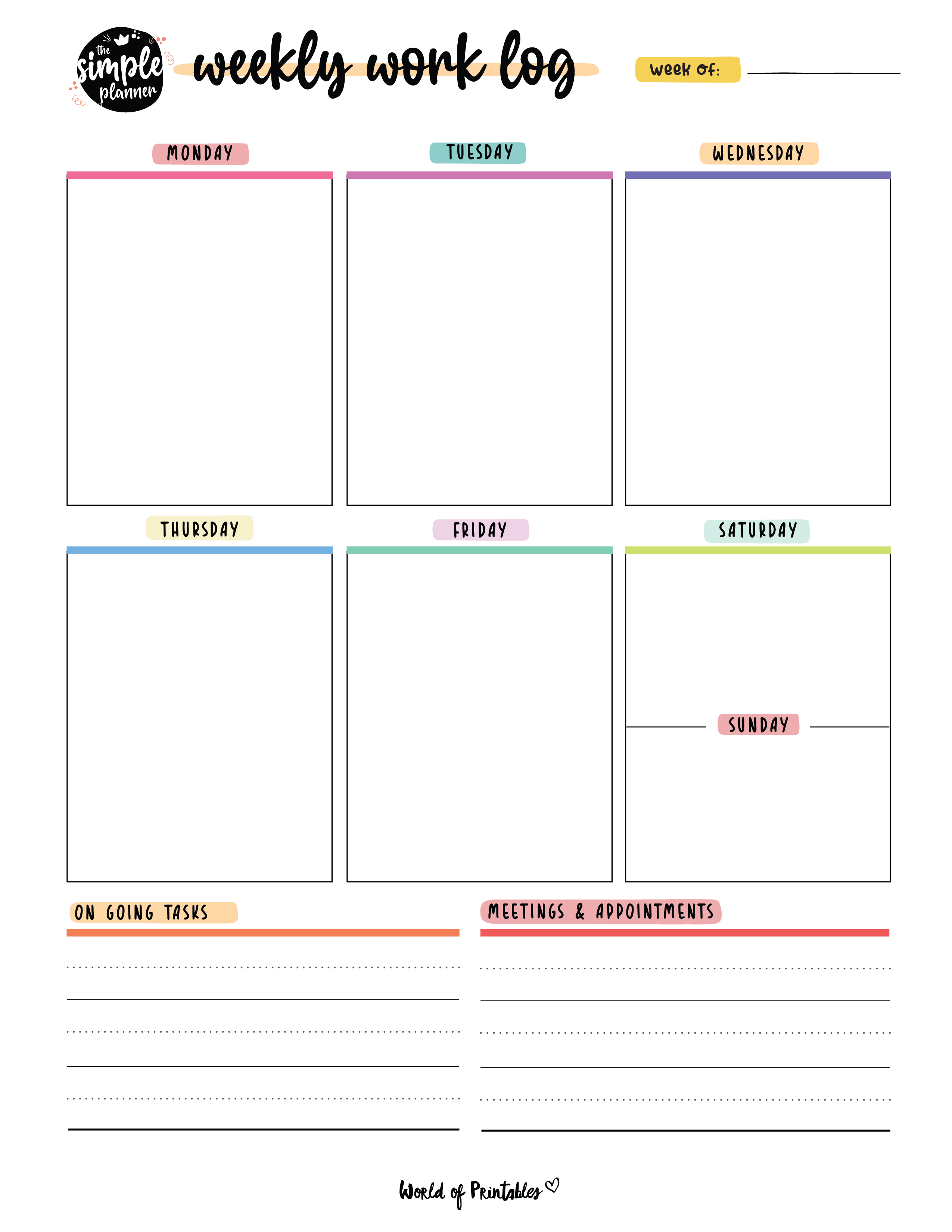 Work Log 10 Best Daily Weekly Templates World Of Printables