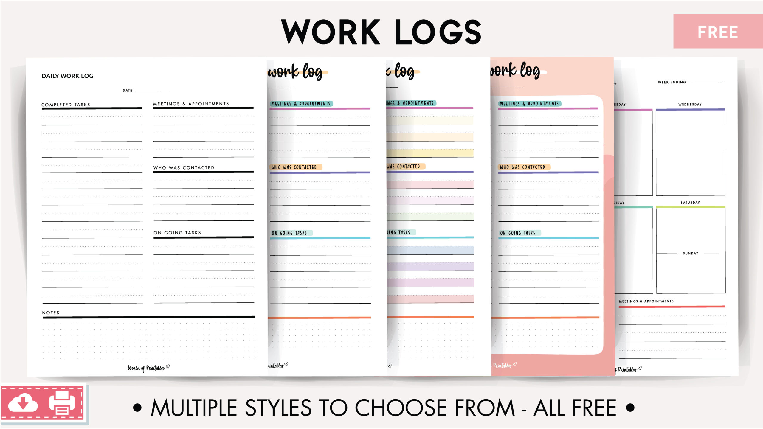 Work Log 10 Best Daily Weekly Templates World Of Printables