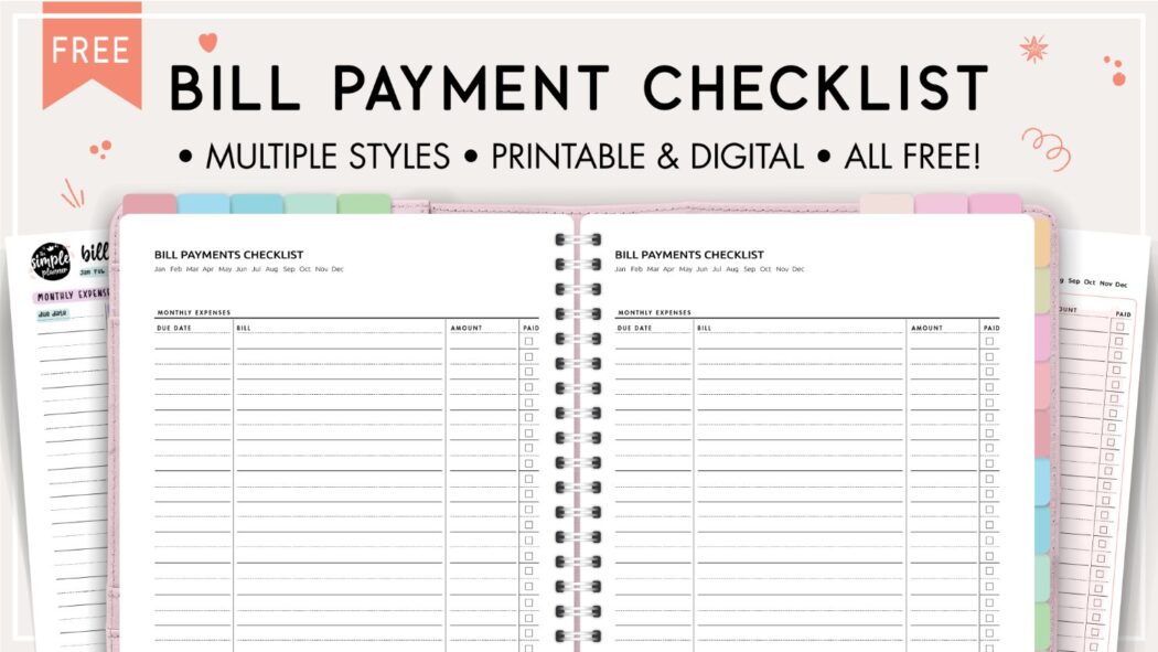 Free Bill Payment Checklist PDF - World of Printables