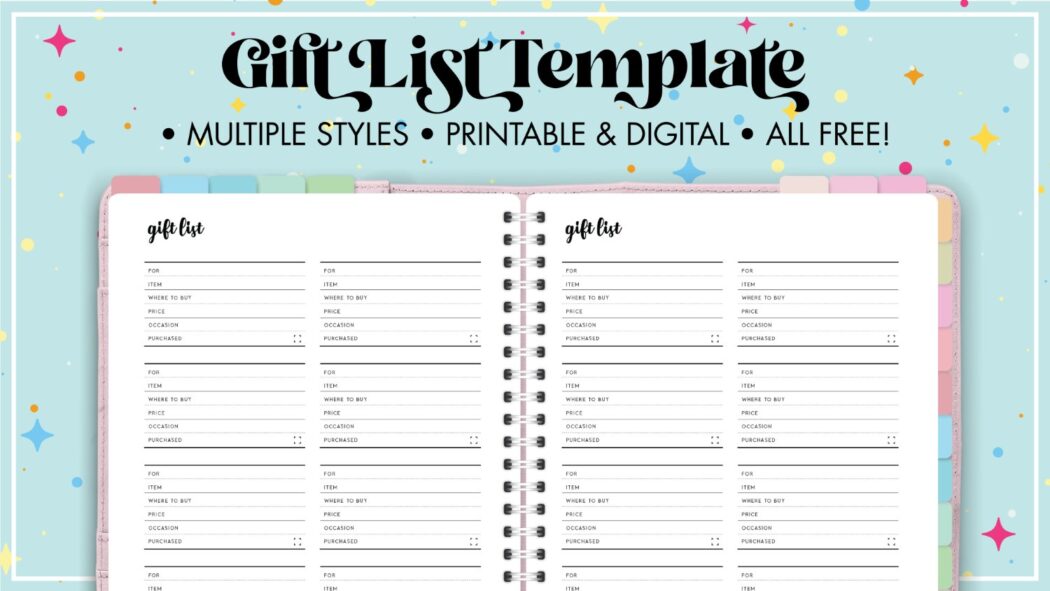 Gift List Templates - World of Printables