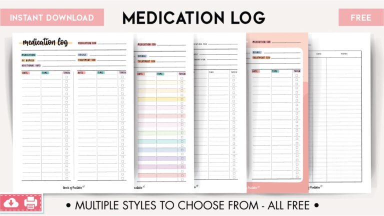 Medication Log - 8 of the Best Templates - World of Printables