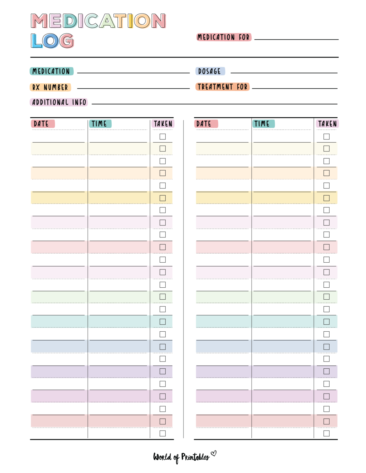 Medication Log - 8 of the Best Templates - World of Printables