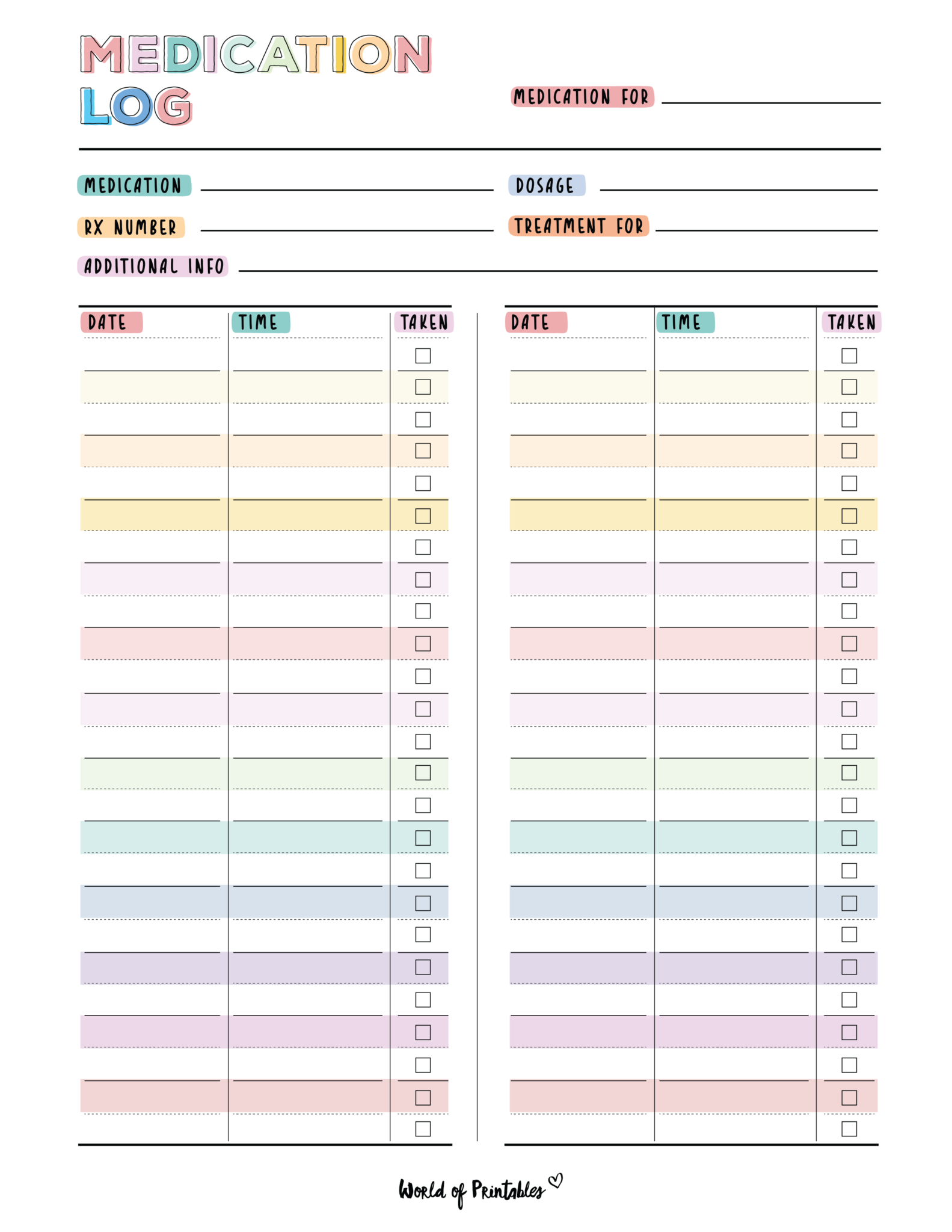 Medication Log - 8 of the Best Templates - World of Printables