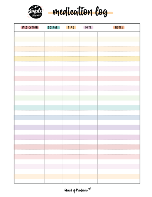 Medication Log - 8 of the Best Templates - World of Printables
