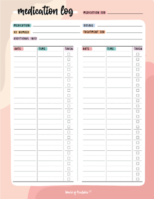 Medication Log - 8 of the Best Templates - World of Printables