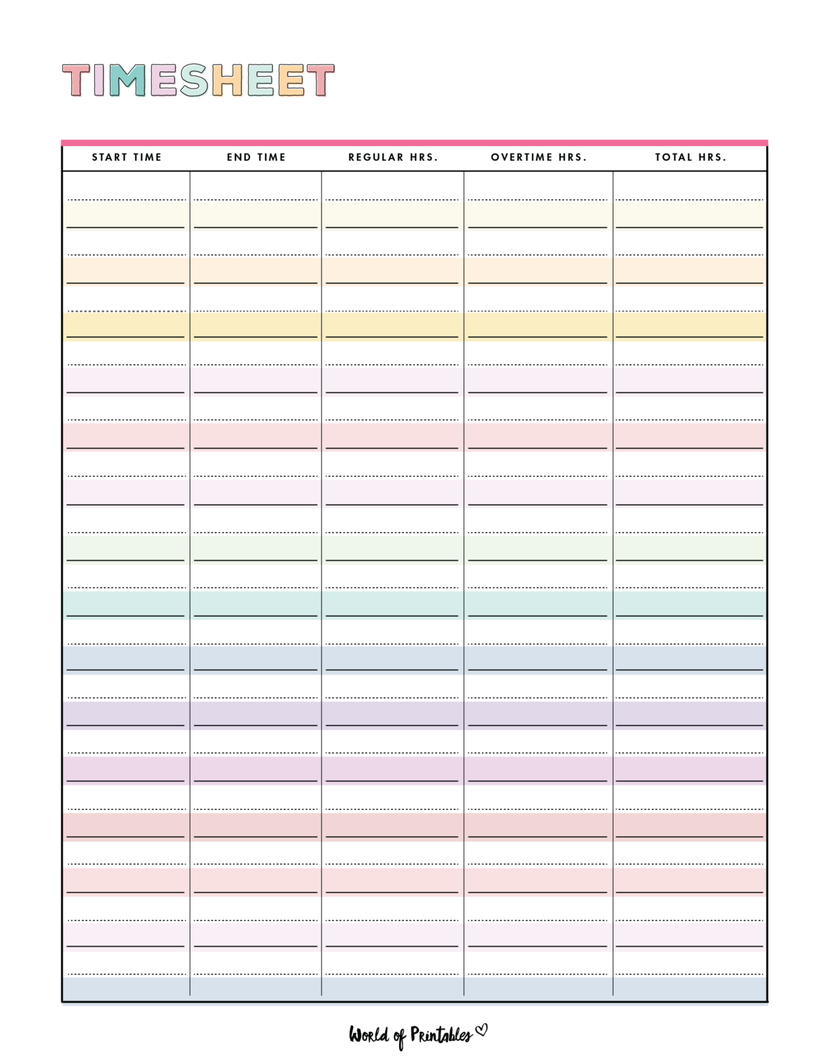 Timesheet Templates - World of Printables