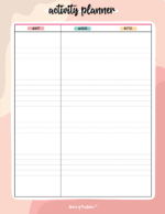 Activity Planner - Plan Things To Do - World of Printables