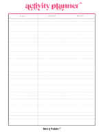 Activity Planner - Plan Things To Do - World of Printables