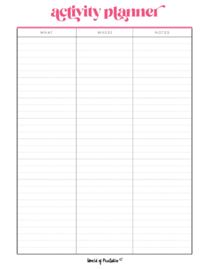 Activity Planner - Plan Things To Do - World of Printables