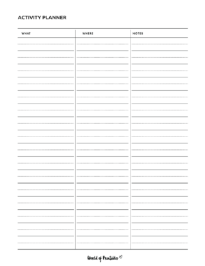 Activity Planner - Plan Things To Do - World of Printables