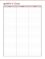 Activity Planner - Plan Things To Do - World of Printables