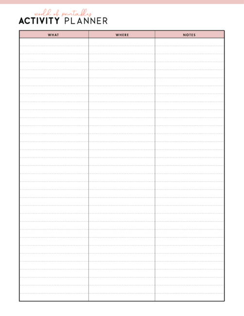 Activity Planner - Plan Things To Do - World of Printables