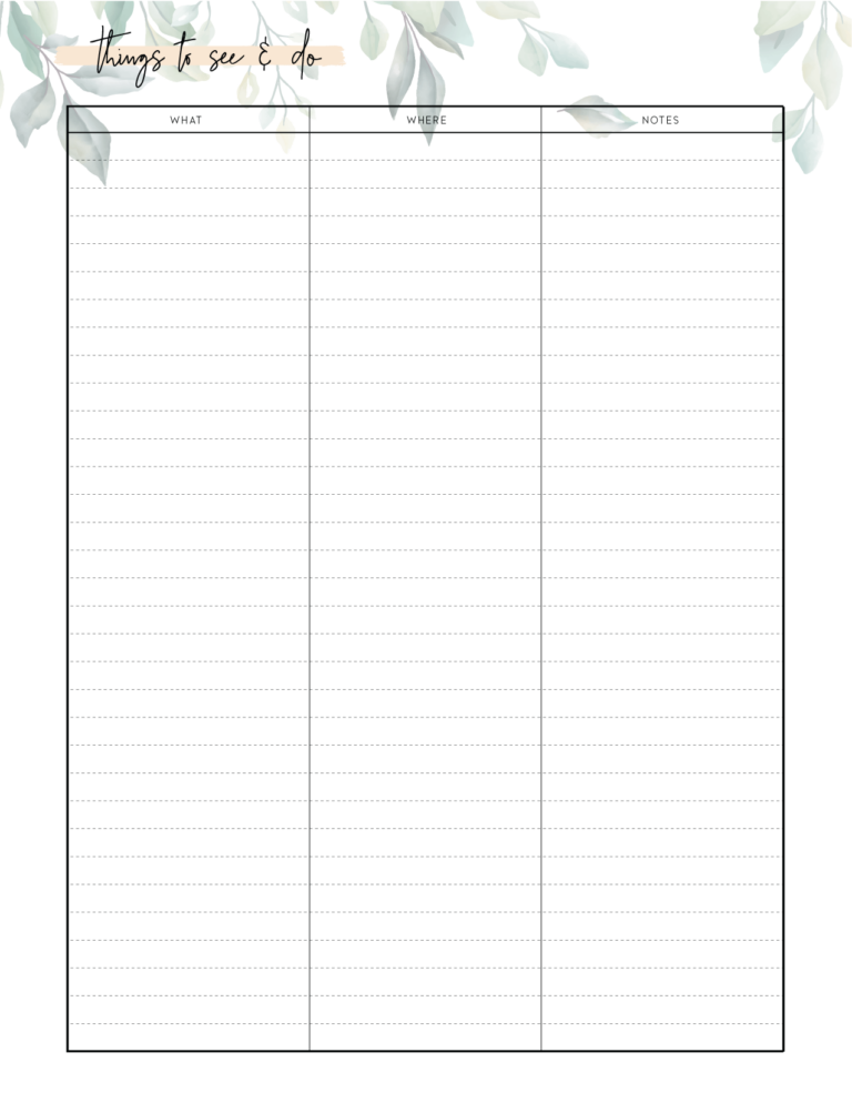 Activity Planner - Plan Things To Do - World of Printables