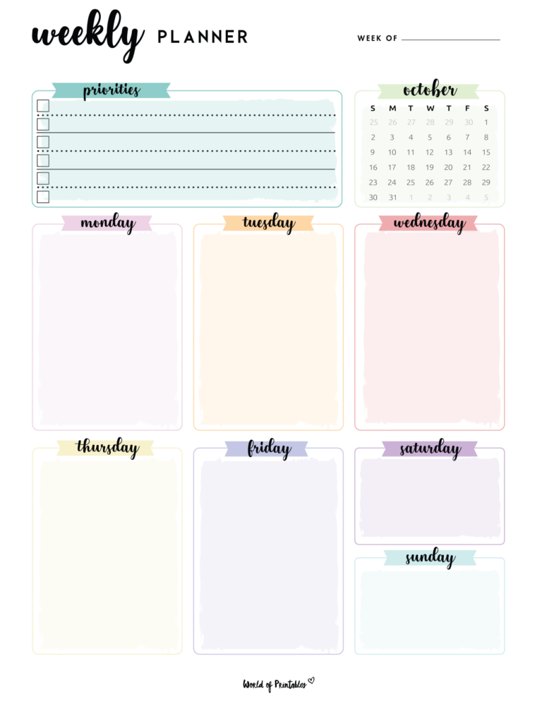 Free Cute October Calendar & Planner Printable Set - World of Printables