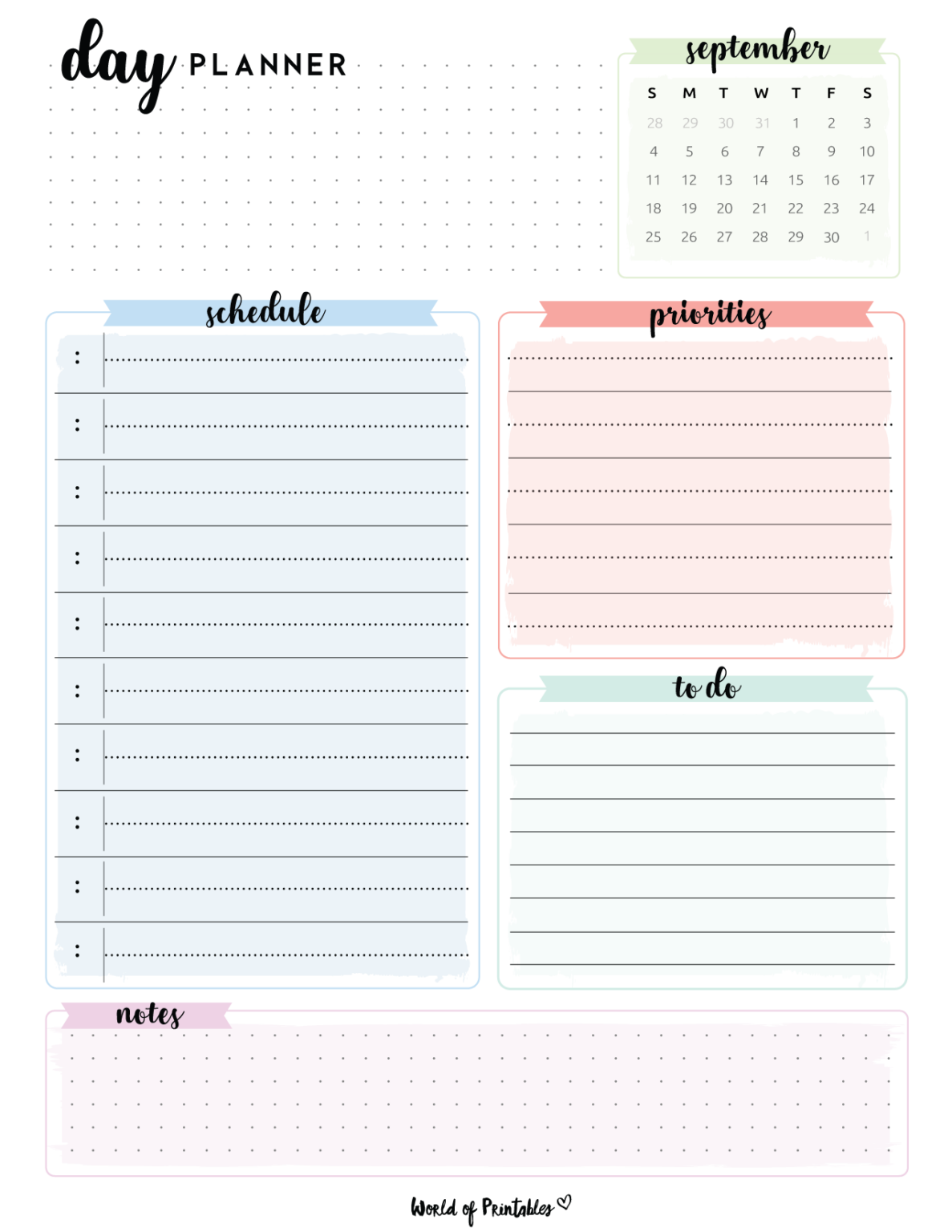Free Cute September Calendar & Planner Printable Set - World of Printables